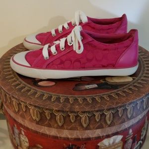 Coach | Shoes | Coach Pink Signature Sneakers | Poshmark